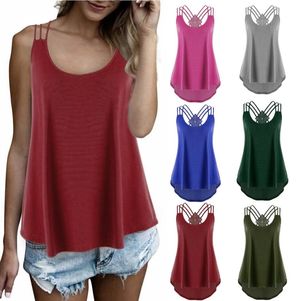 Buy Ladies' Bandages Sleeveless Vest Top High Low Tank Top Notes ...