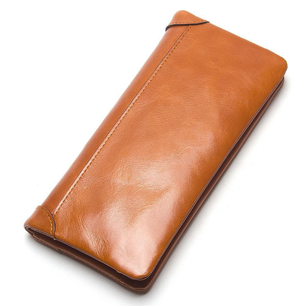 Buy TAUREN Oil Wax Genuine Leather Men Wallet Long Designer Male Clutch ...