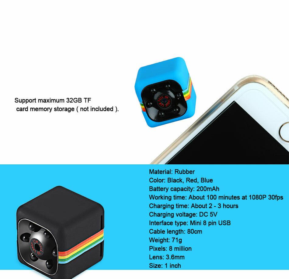 Buy SQ11 Mini HD Camera Wireless 1080P Home Security Night Vision ...