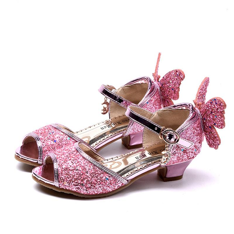 💰Köp billigt online Princess Girls Sandals Kid Butterfly Diamond High Heel Children Glitter ...