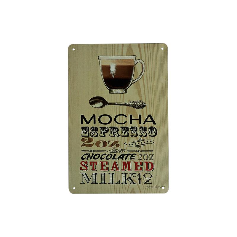 Buy Mocha Espresso Cafe Bar Pub Kitchen Wall Sticker Iron Tin Sign Art ...