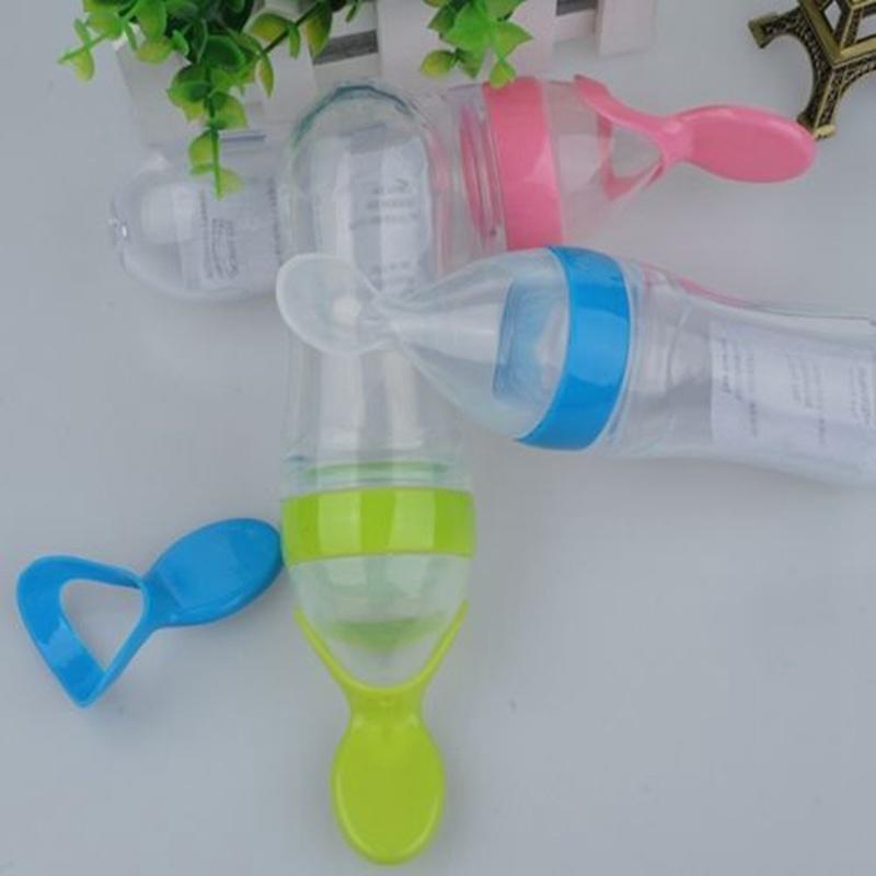 Buy 1Pc Infant Baby Silicone Feeding With Spoon Feeder Food Rice Cereal ...