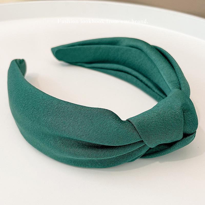 Solid Color Headband Hairband Women's Scrunchies Silk Section Hair Band ...