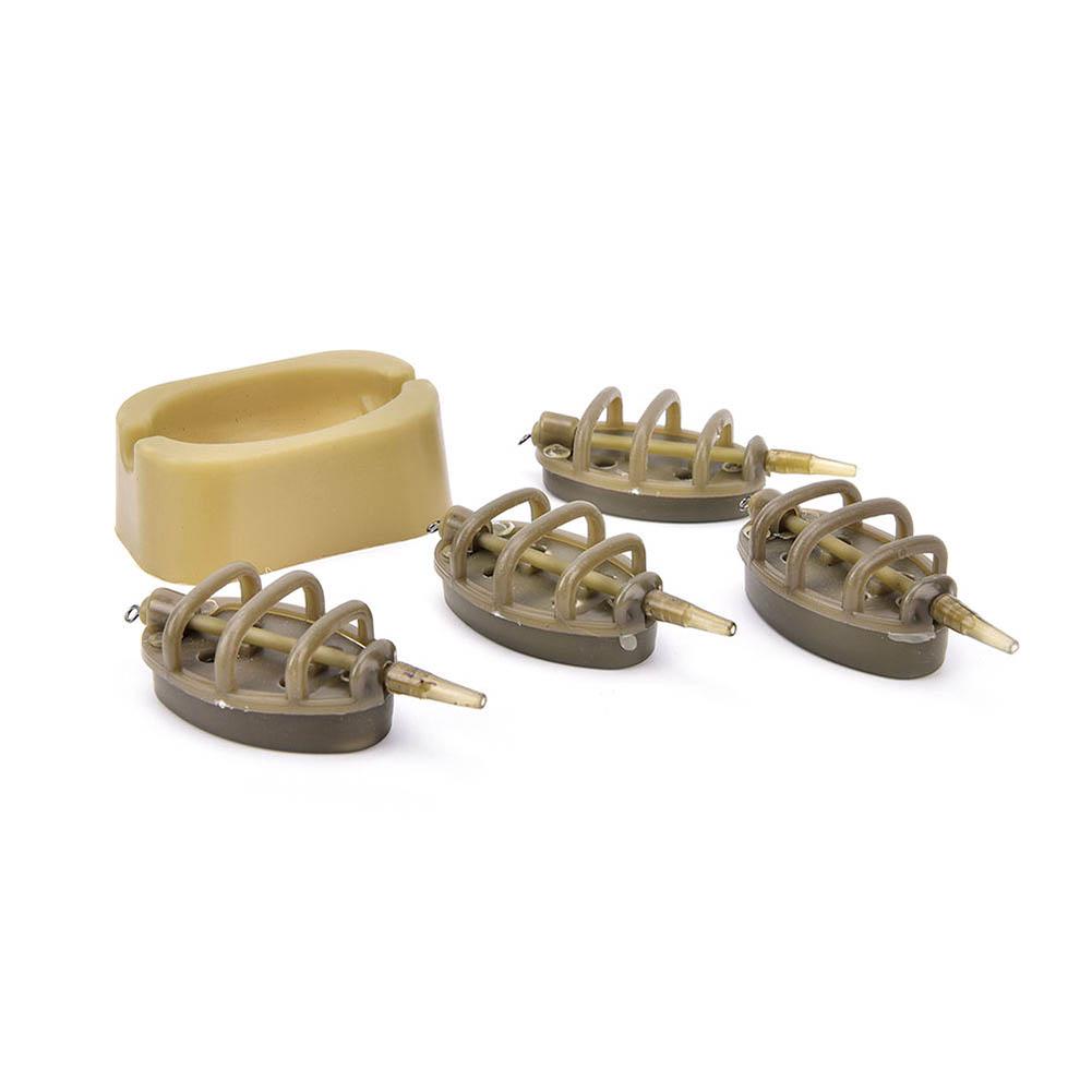 Inline Method Carp Fishing Feeder Lead Set 4 Feeders Mould Kit Plastic ...