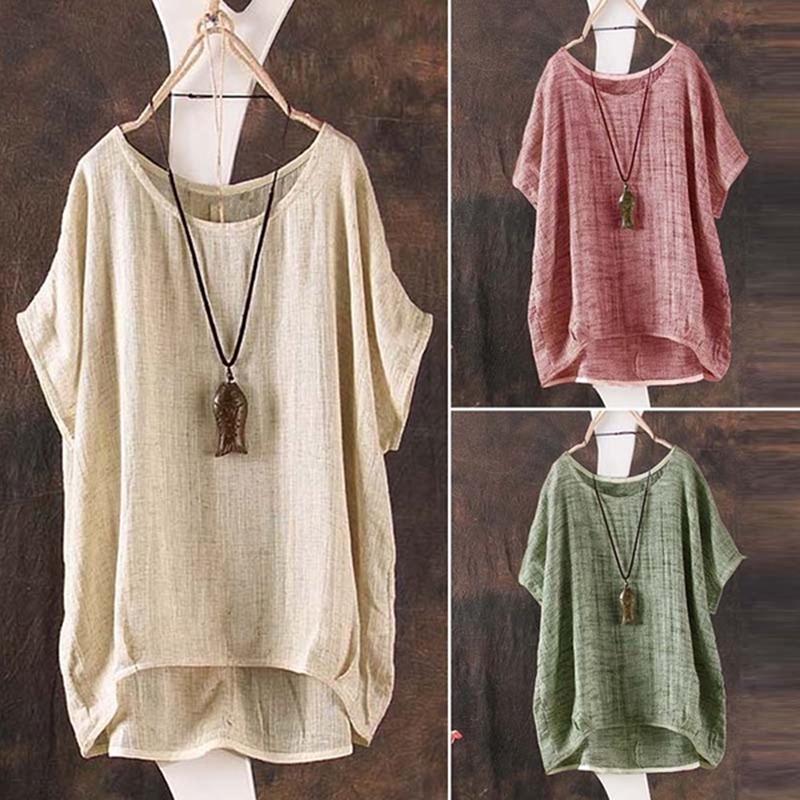 Buy Women's Plus Size Tunic Tops Solid Color Blouse Loose Shirts at ...