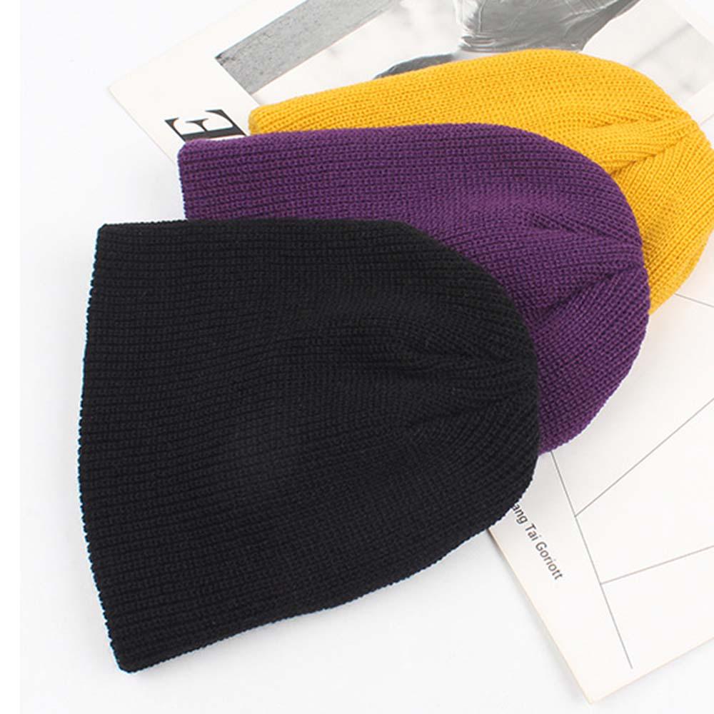 Buy Knit Winter Unisex Solid Color Acrylic Blends Autumn Skull Caps ...