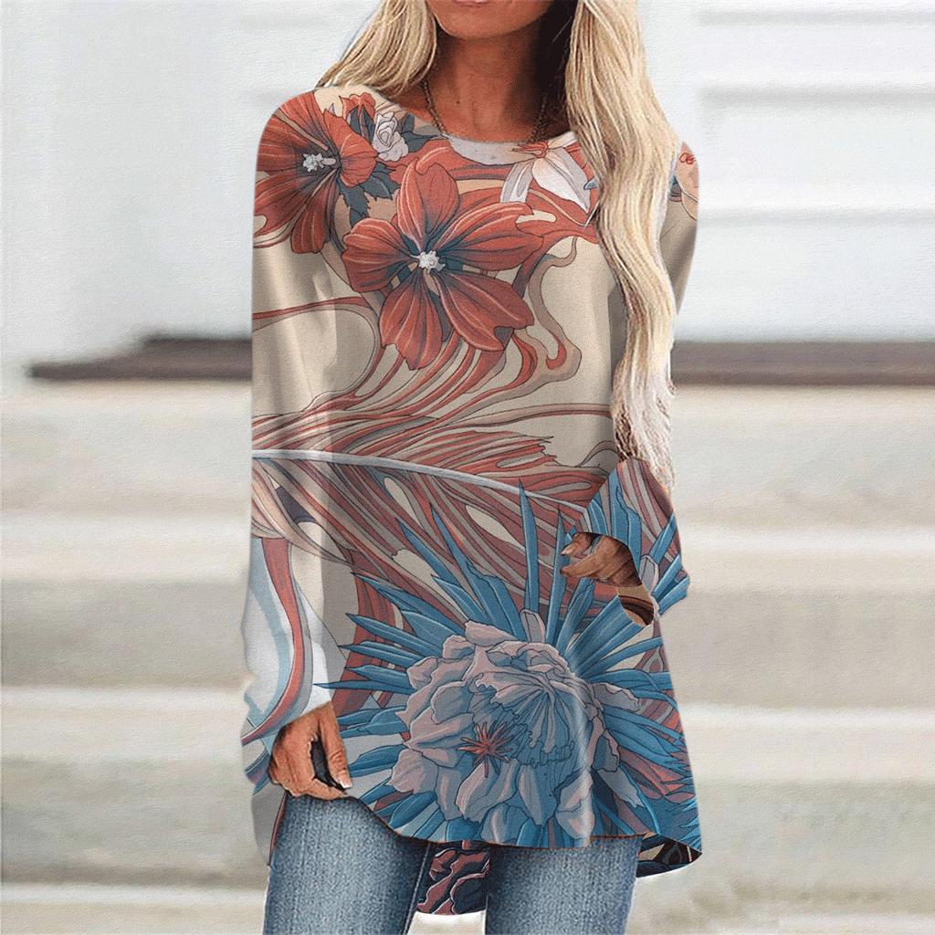 Buy Fashion Women's Loose Long-sleeved Top Casual Crewneck Autumn ...