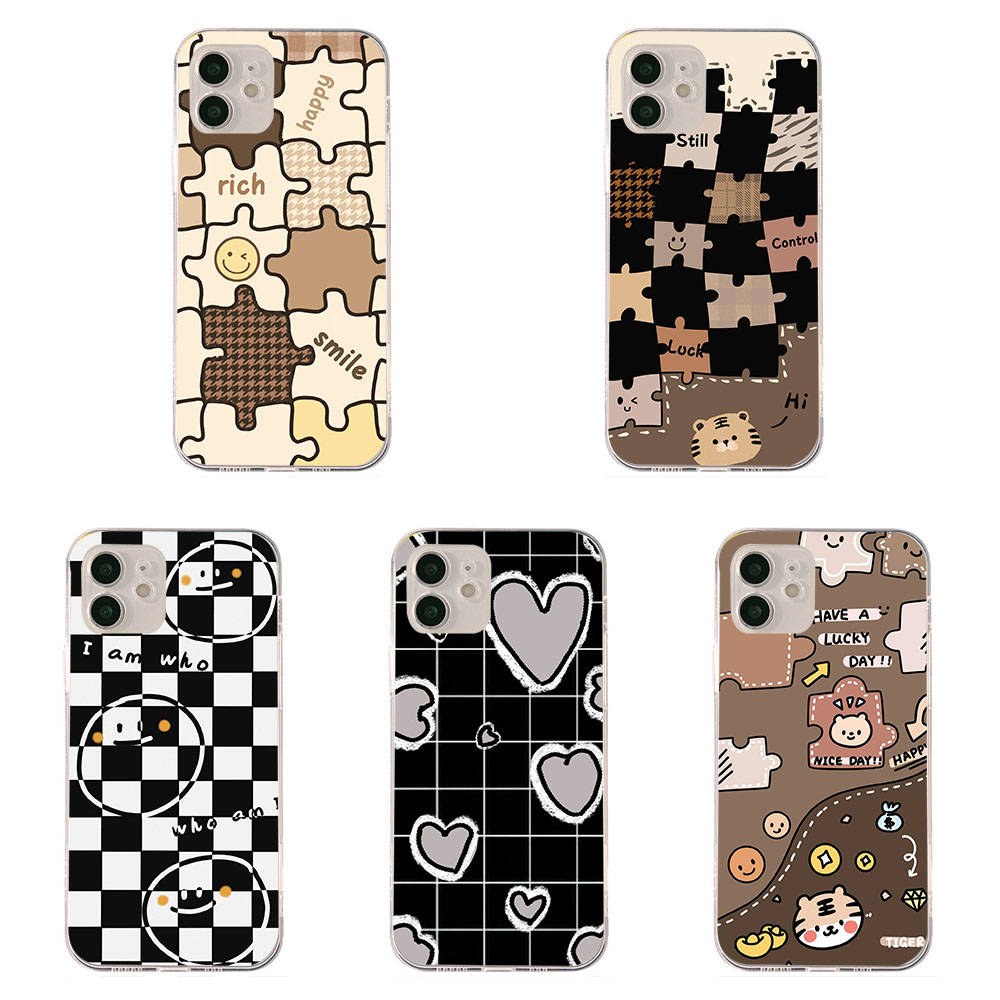 Buy PY-102 jigsaw puzzle TPU Case for iPhone 14 13 12 Xiaomi Redmi 9 10 ...