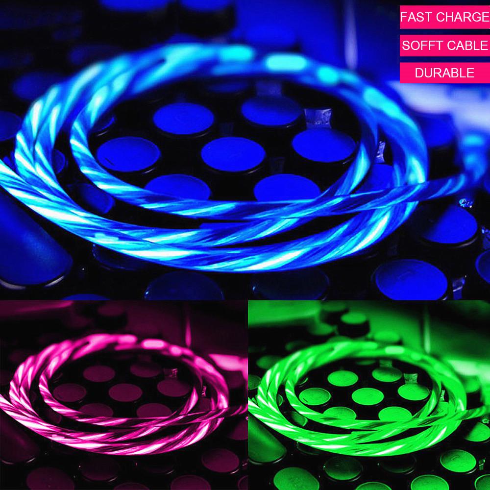 Buy Android Luminous Data Line Flow Illumination Data Cable Supports 2 ...