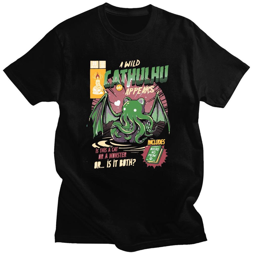 Buy Summer A Wild Cathulhu Clothing Funny Cat Cthulhu T-shirts Printed ...