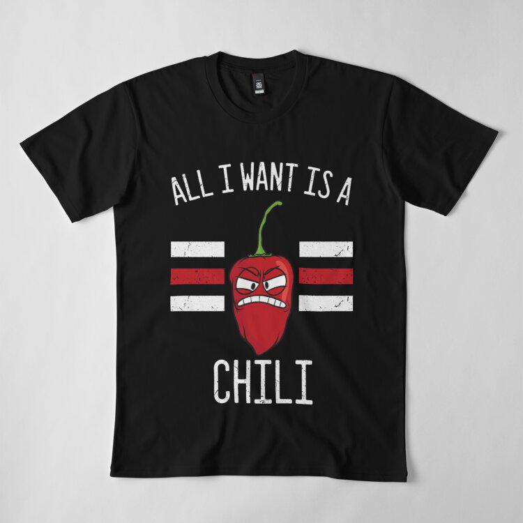 Men's Premium T-shirt 200gsm Cotton Double Yarn Tees Chili Spicy Print ...