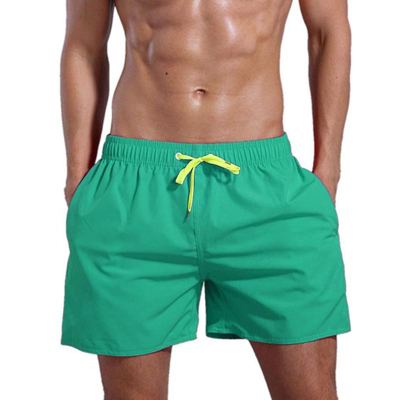 Cheap Men Swim Trunks Quick-drying Drawstring Summer Solid Color Beach ...