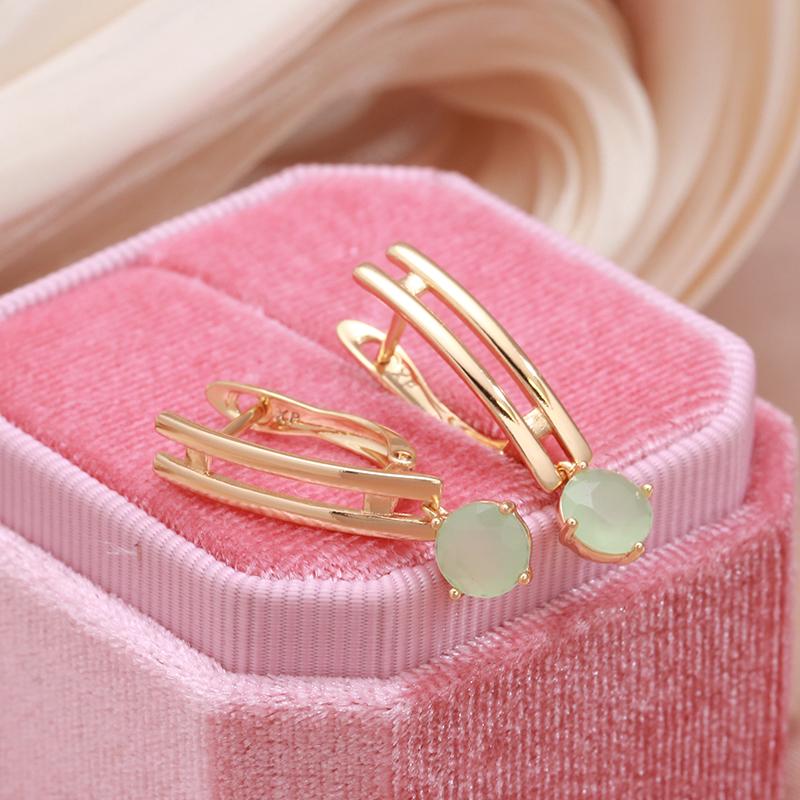 Kinel Round Green Lake Green Zircon Drop Earrings For Women – buy at ...