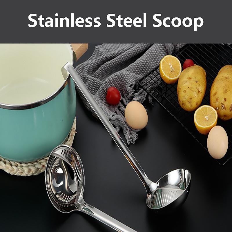 Buy Cooking Spoon 2 In 1 Stainless Steel Soup Spoon Colander Lid Split ...