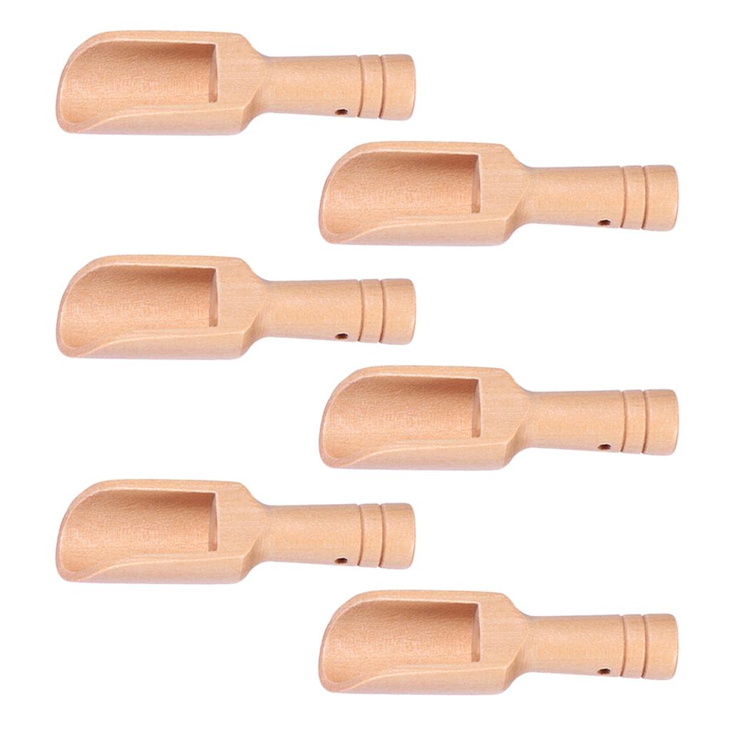 Buy 6pcs Wooden Round Handle Scoop Teaspoon Small Salt Shovel Milk ...