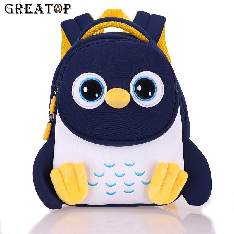 Buy GREATOP Penguin Kids Backpack Baby Toddler Children School Bag 3D ...