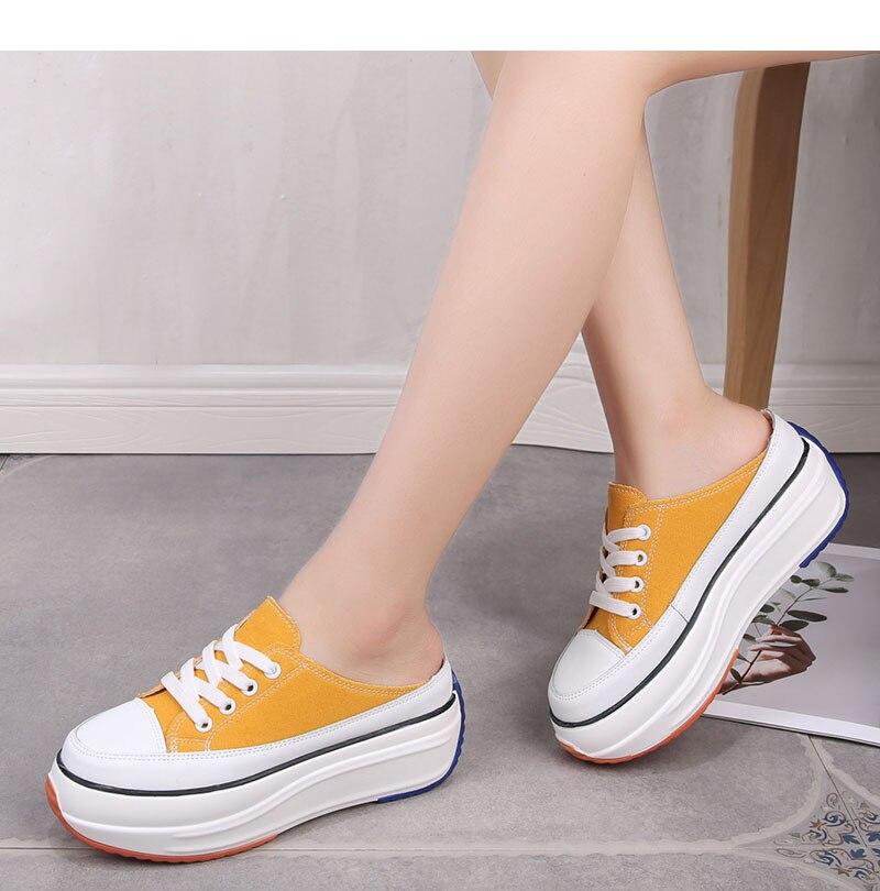 Buy Women's Summer Half Slippers Without Heel Inside Increase Sneakers ...