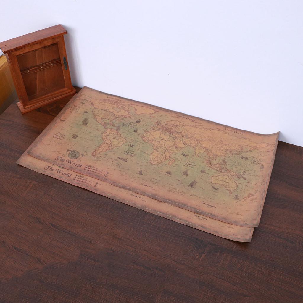 Buy 2pcs 71x36cm Vintage World Kraft Paper Nautical Chart Posters for ...