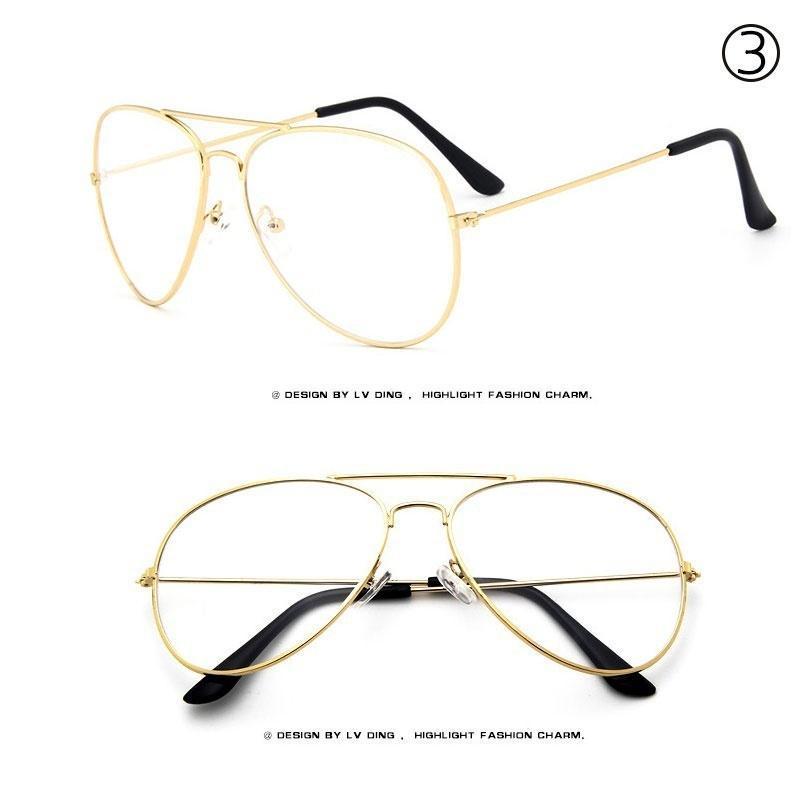 Buy Retro Style Eyewear Classic Metal Aviator Clear Lens Glasses Men ...
