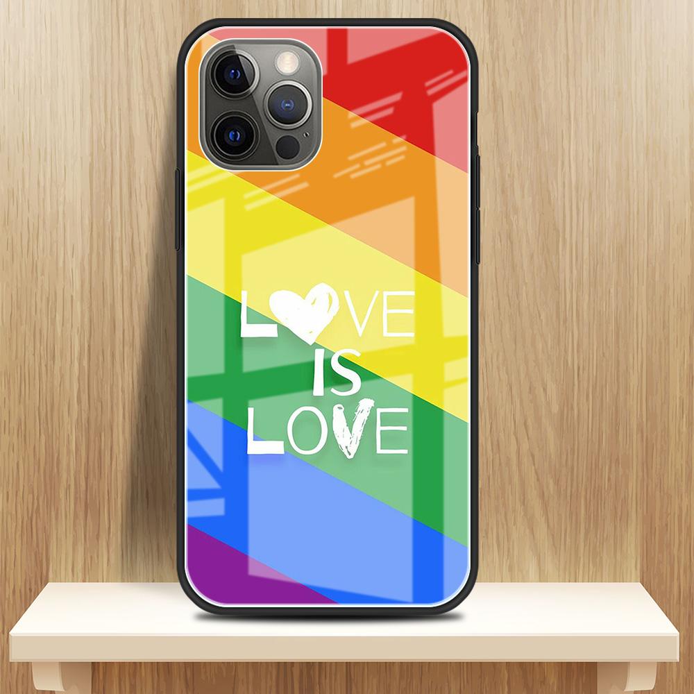 Cheap Rainbow Tempered Glass Phone Case For iPhone Samsung Galaxy ...