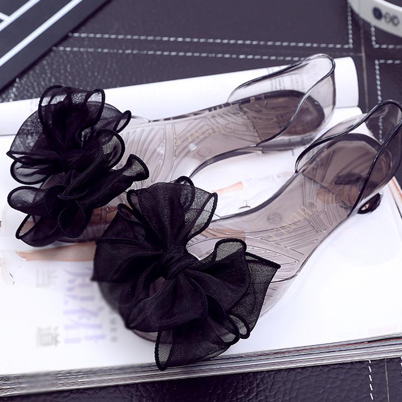 Buy Women Transparent Flat Shoes Summer Fashion Flower Bowknot Sandals ...
