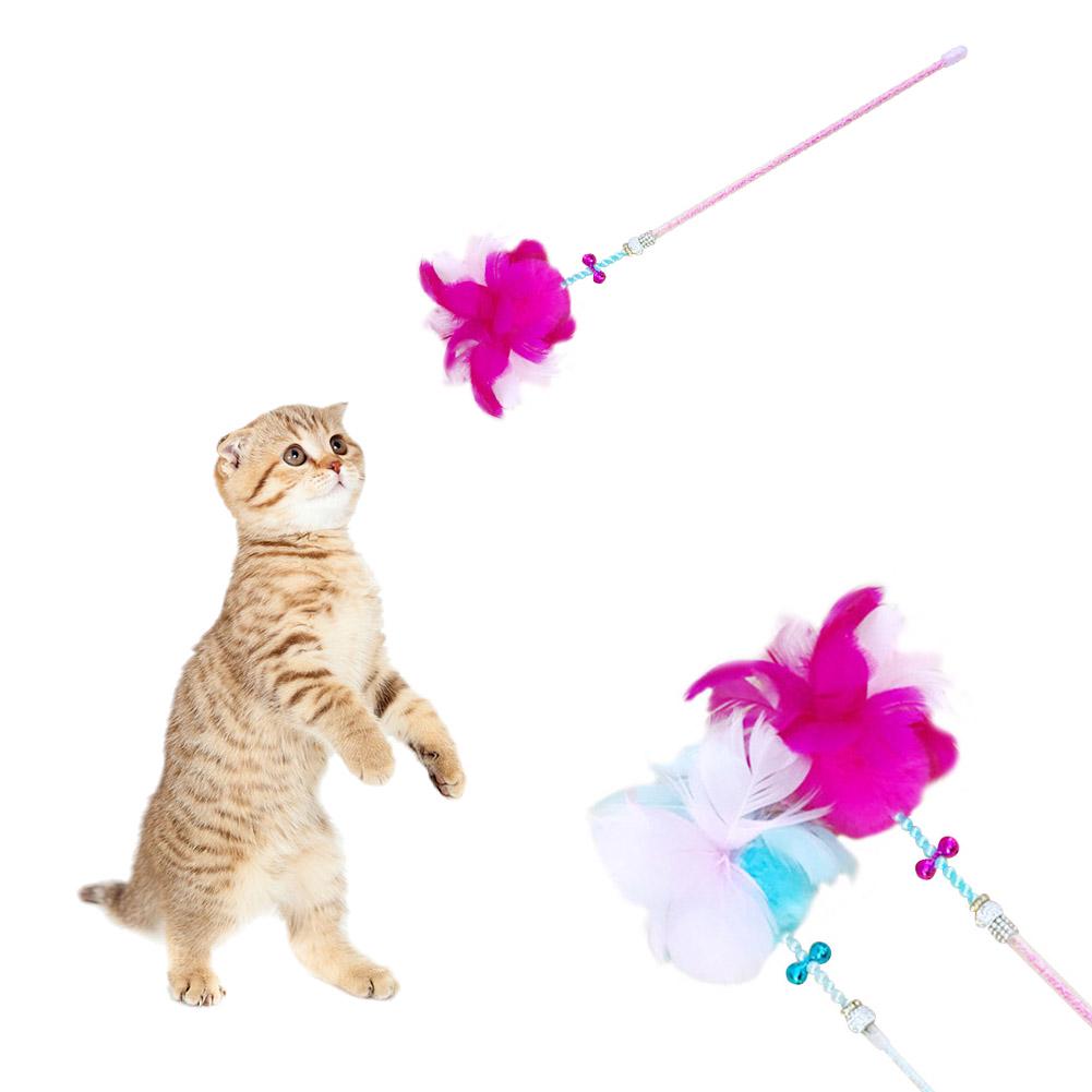 Buy Funny Cat Teaser Toy with Bell Feather Wand Stick Pet Kitten Play ...