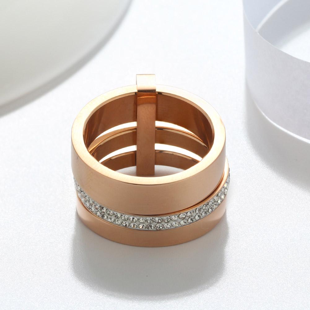 Buy Fashion 3 Layers Rings 316L Stainless Steel Female Ring Wedding ...