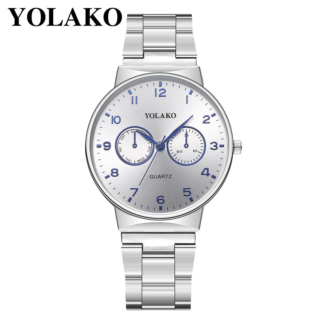 Buy YOLAKO Men's Quartz Stainless Steel Band Newv Strap Watch Analog ...