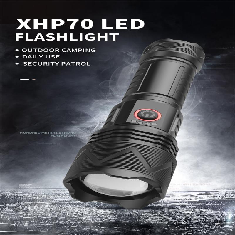 Xhp70 Outdoor Flashlight 4 Levels Zoomable Super Bright Type-c Fast ...