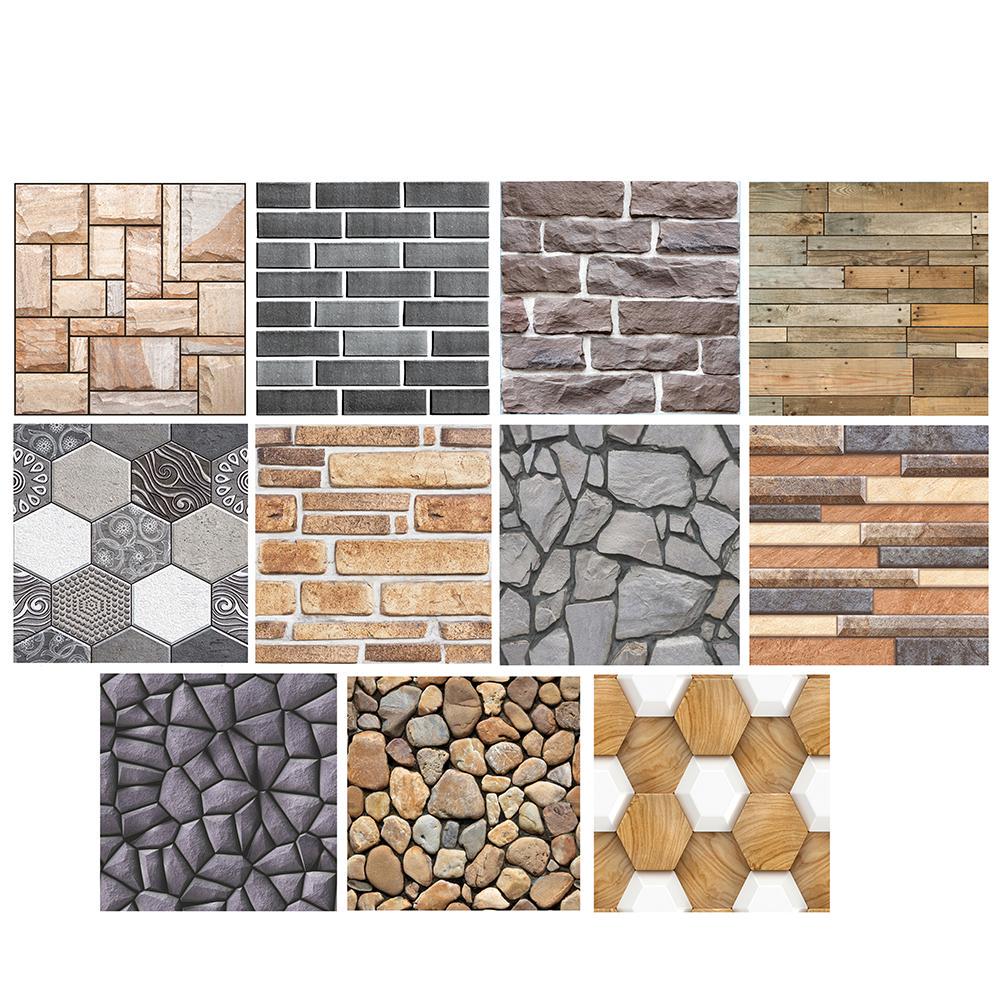 Buy 3D Wall Stickers Geometry Brick Stone Self-Adhesive Decals Home ...