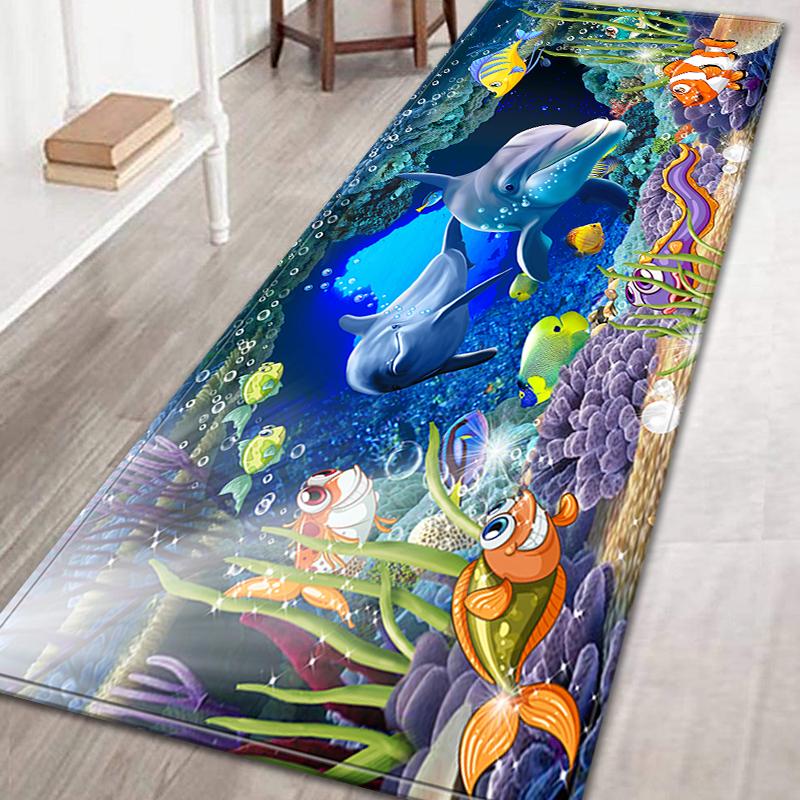 Buy Ocean Undersea Dolphin Fish Coral Area Rugs Runner Rug Red Laundry ...