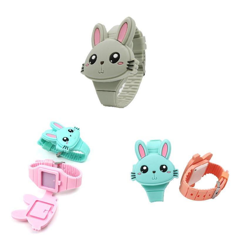 Buy Gift Lovely Case Watch Wrist Band Pcs Kids Rabbit Watch Flip ...