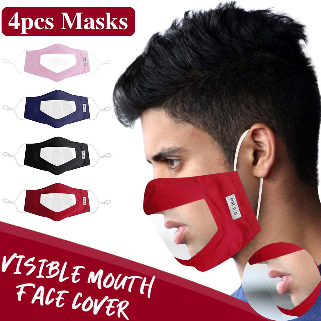 Buy 4pc Mask With Clear Window Visible Expression For The Deaf And Hard ...
