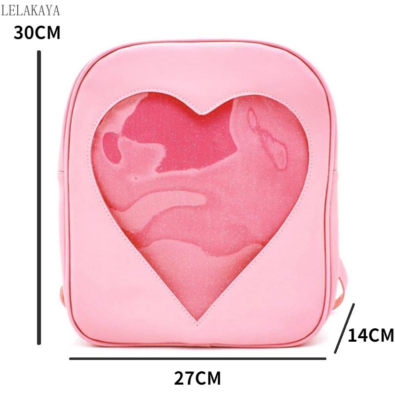 Buy Sweet Girl Love Heart Shape Backpack Women Candy Color PU Leather ...