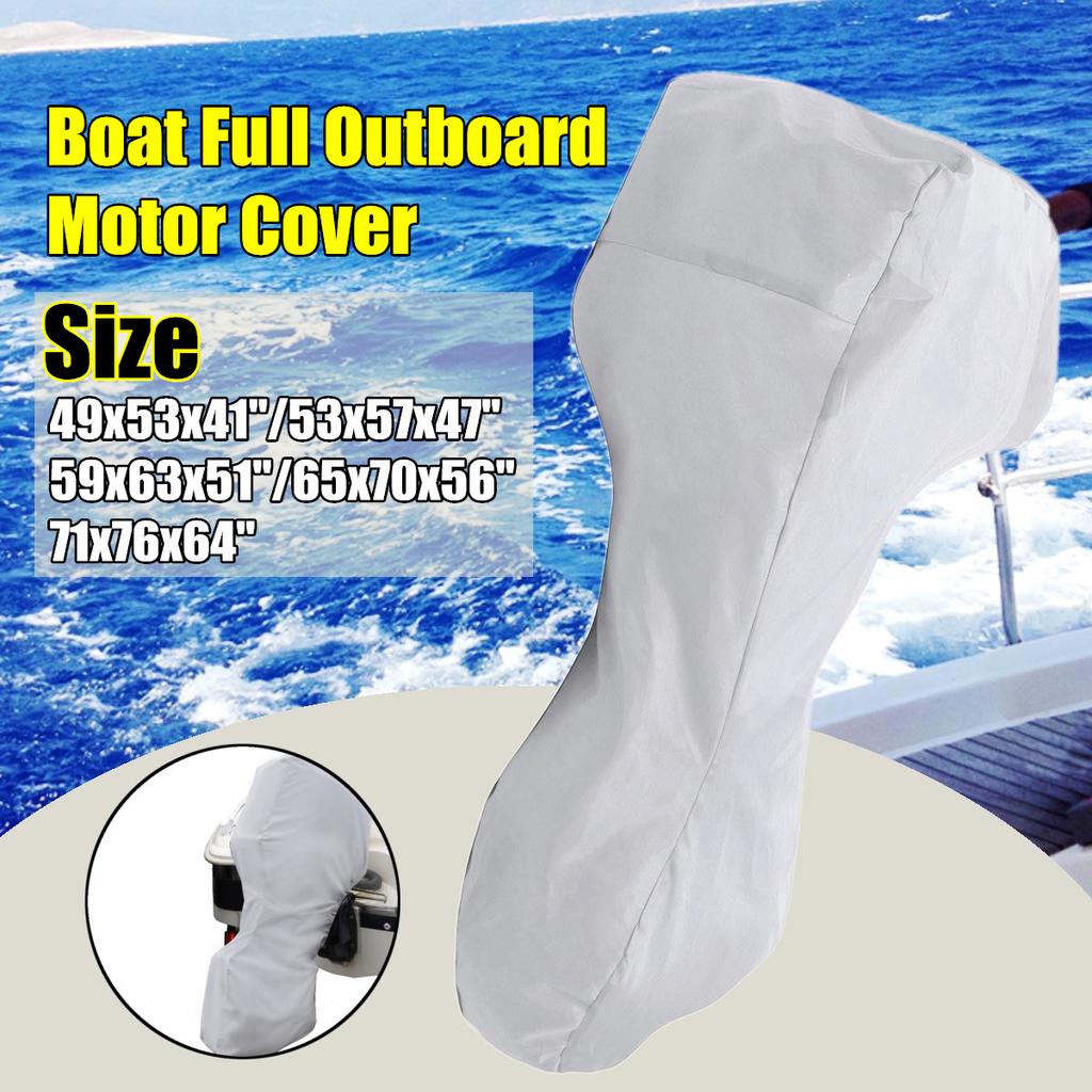 Boat Full Outboard Motor Cover Silver Waterproof Protection Oxford ...