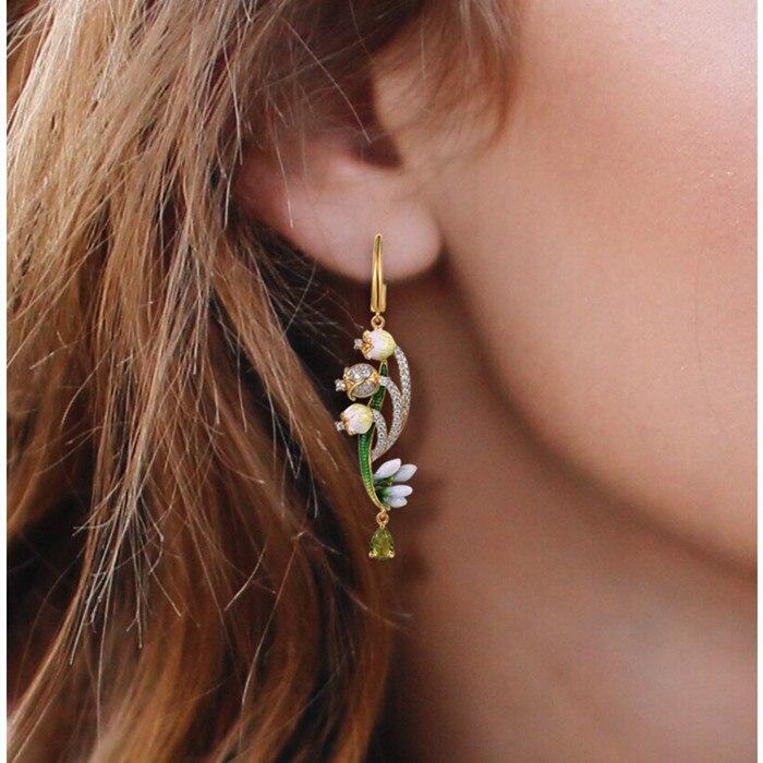 Cheap Delicate Small Flower Bud Elegant Earring Dangled Retro Handmade ...
