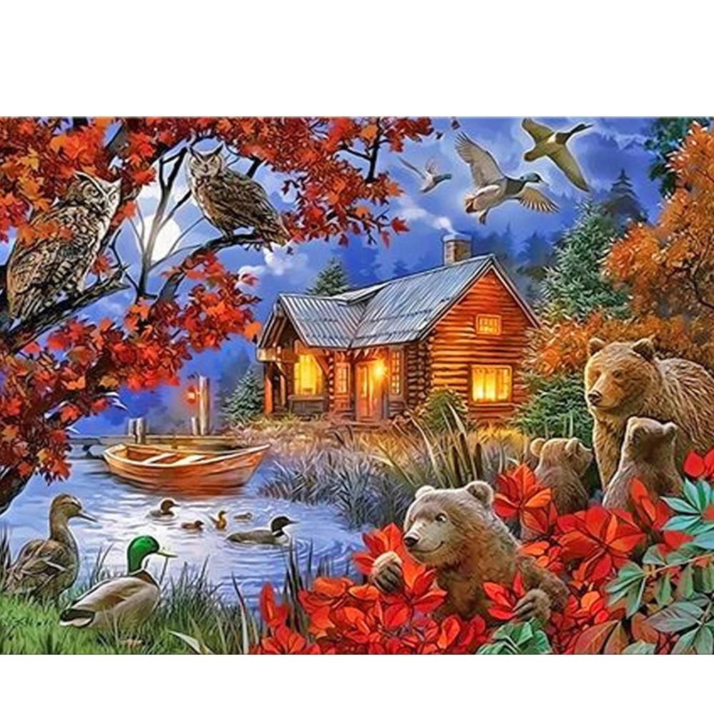 5D DIY Diamond Embroidery House Pictures of Rhinestones Diamond ...