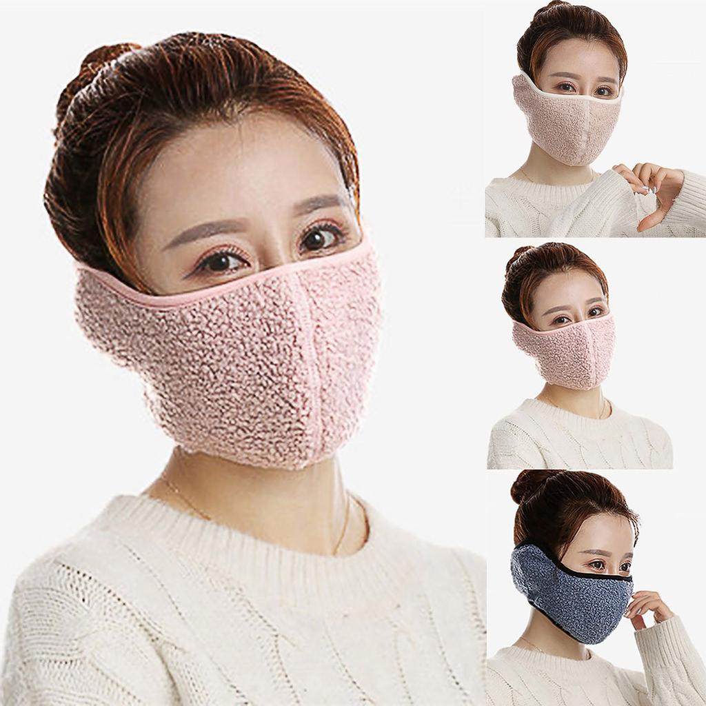 Buy Unisex Autumn Winter Warm Plush Face Mask Reusable Washable ...