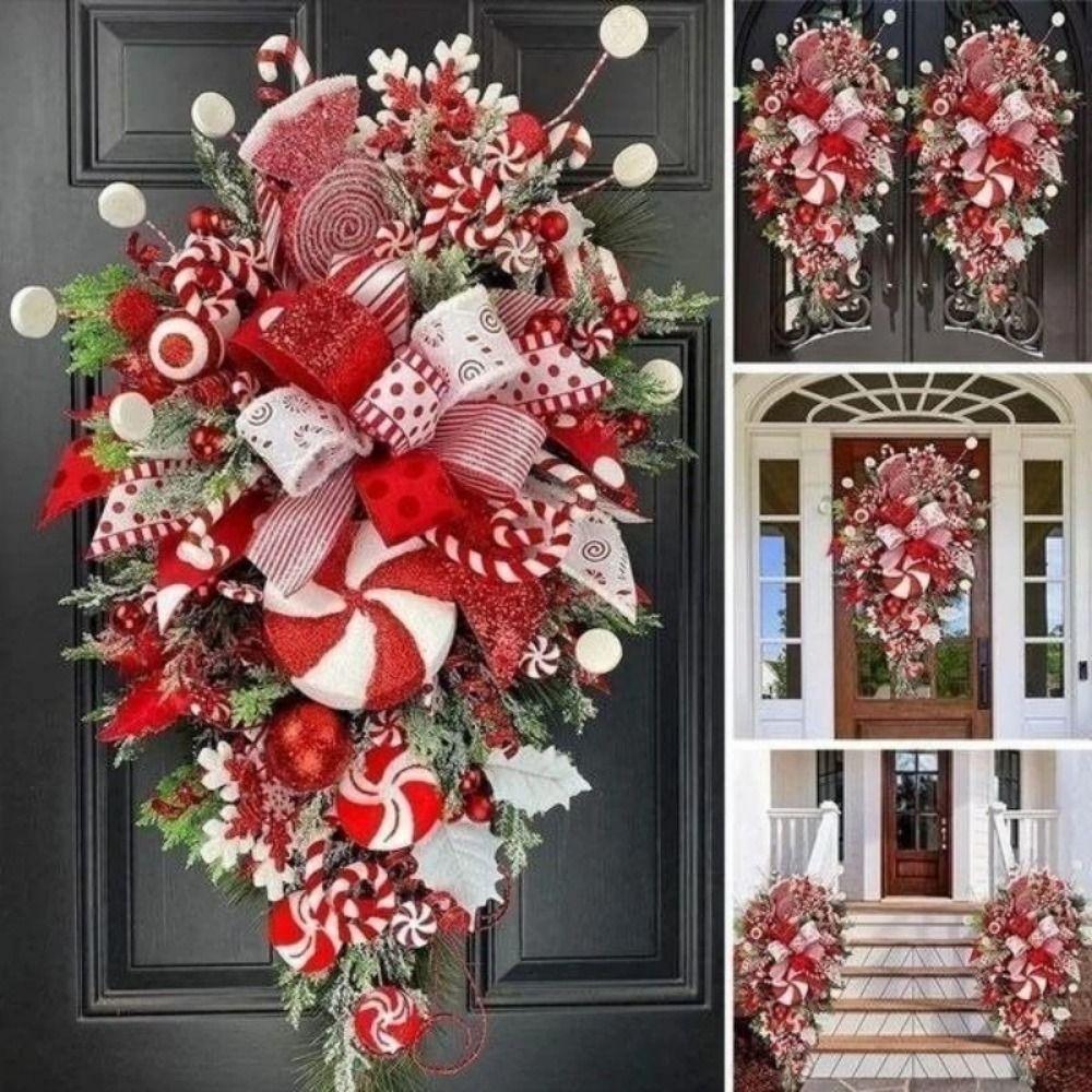 Buy Hanging Ornaments Wall Decorations Rattan Christmas Wreath Tree ...