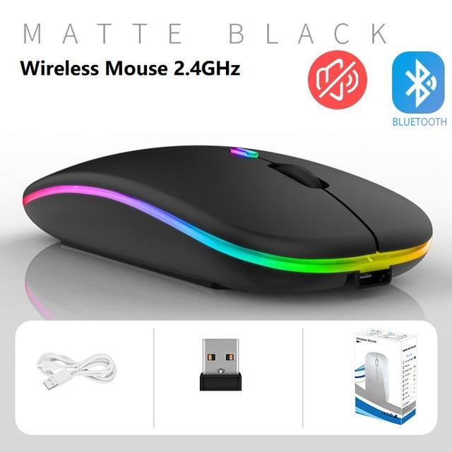 Buy 2.4GHz Wireless Mouse RGB Rechargeable Bluetooth Mice Wireless ...