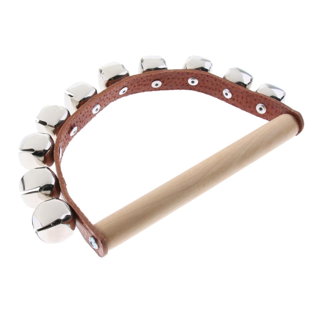 Buy Wooden Handle Bell Shaker Sleigh Bells with Strap Shaking ...