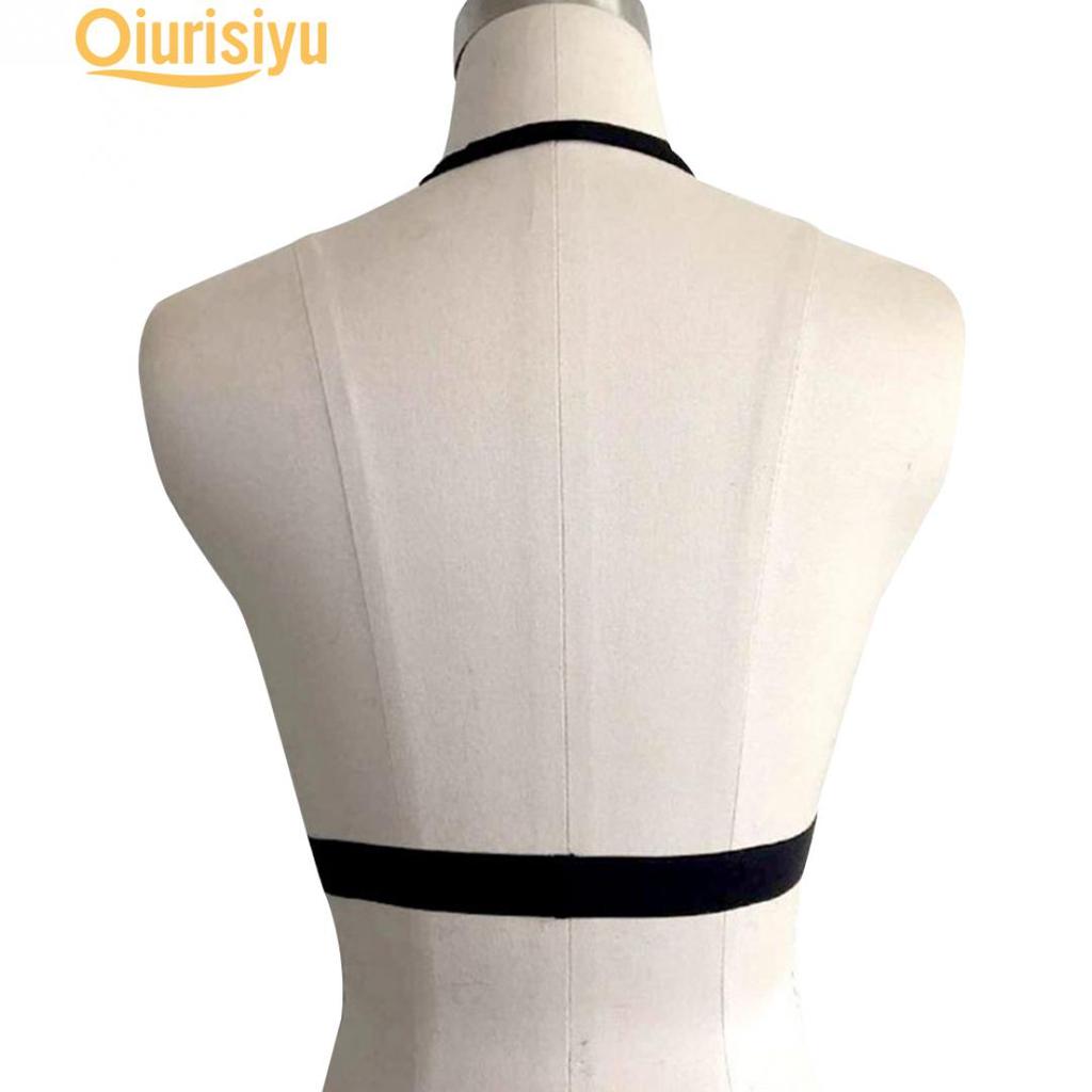 Buy Women Bandage Harness Bra Elastic Bra Strappy Hollow Out Halter Bra ...