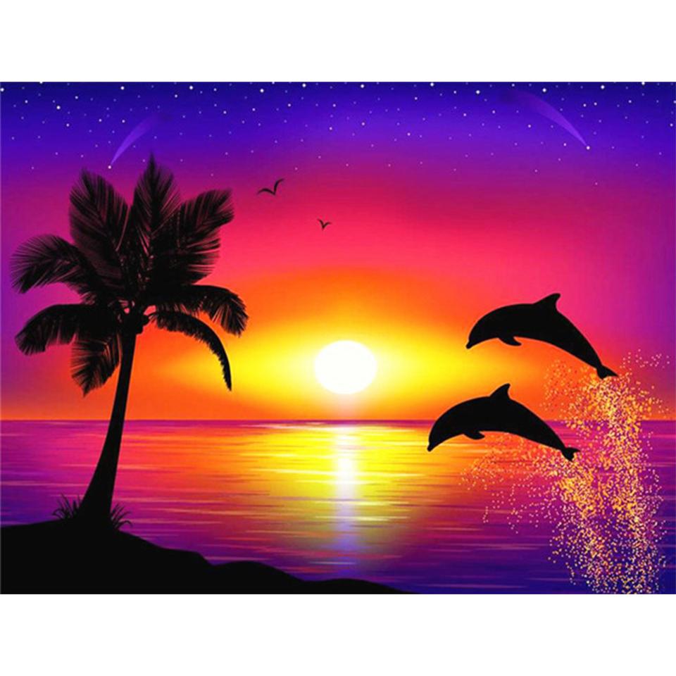 Satın alın 5D DIY Diamond Painting Landscape Sunset Dusk Rhinestone ...