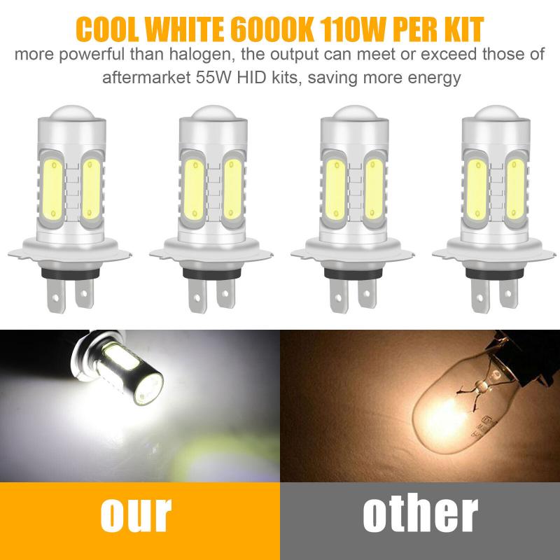 Buy 4pcs Car Headlight Bulb H7 Cob Led Headlight Kit Fog Drive Drl ...