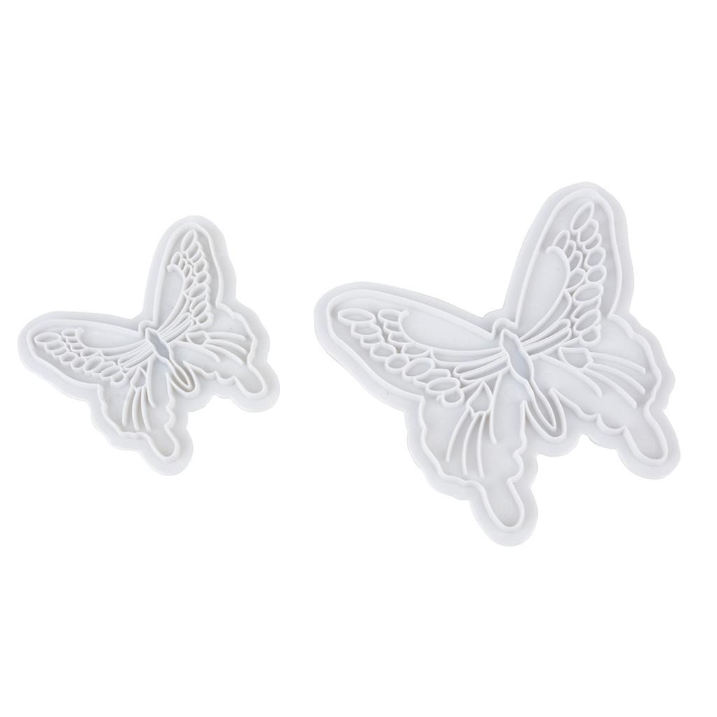 Buy PDTO 2pcs Butterfly Shaped Cake Plunger Cutter Fondant Mold Cookies ...