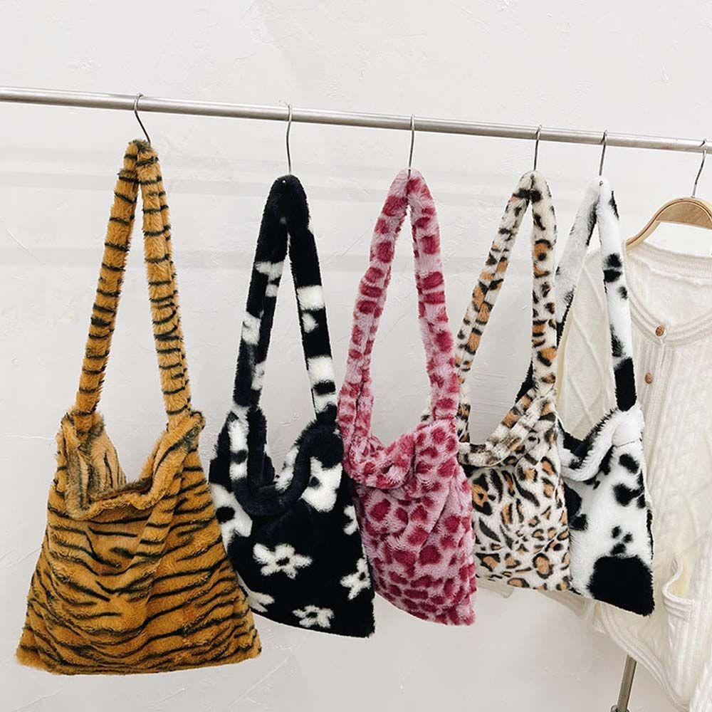 Buy Female Shopper Bag Women Fluffy Shoulder Bags Plush Bag Underarm ...