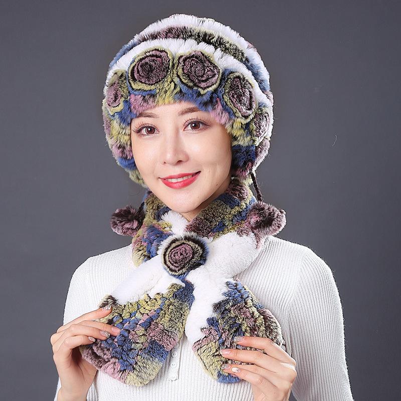 Buy Fur Hat Female Winter Rex Rabbit Fur Middle-aged Old Lady Warm ...