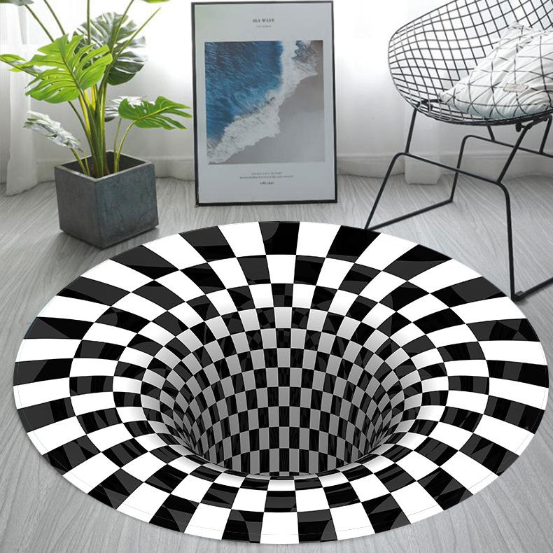 Buy 3D Printed Round Vortex Illusion Anti-slip Living Room Rug Carpet ...