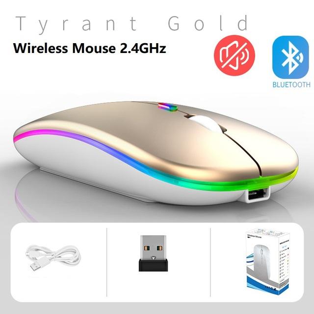 Buy 2.4GHz Wireless Mouse RGB Rechargeable Bluetooth Mice Wireless ...