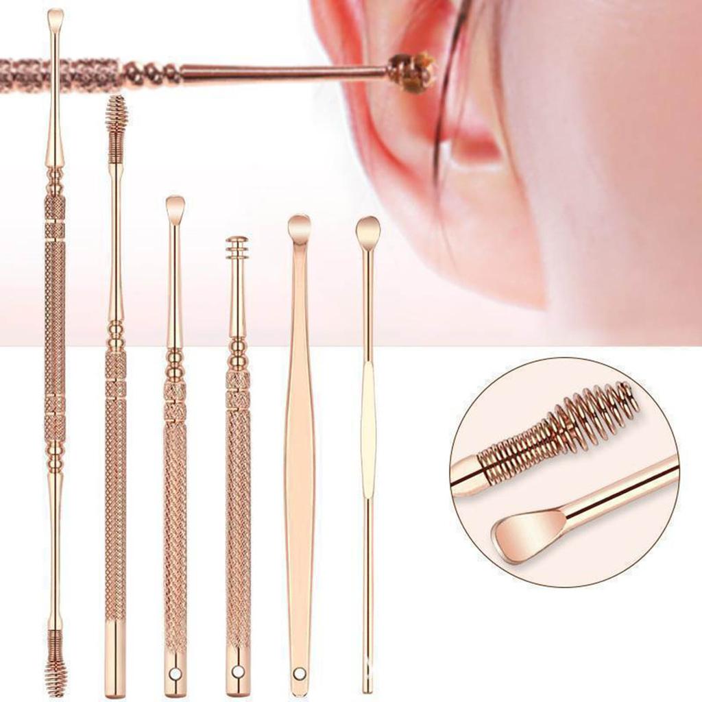 💰Kaufe Stainless Steel Ear Pick 6-piece Set Rose Gold Ear Pick Ear Pick ...